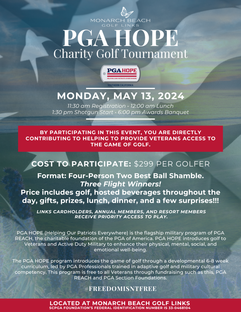 PGA HOPE Charity Golf Tournament - Monarch Beach Golf Links